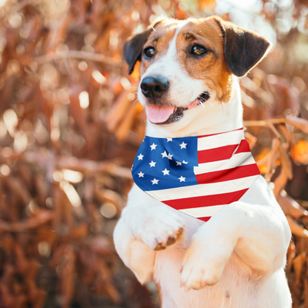 Gift Comfortable Triangle Independence Day Dog Scarf Pet Bib Soft Dress ...