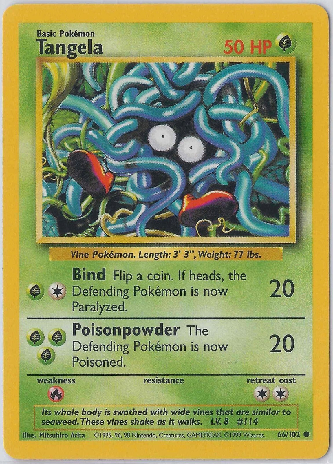 Tangela 66/102 Base Set Unlimited 1999 Vintage WotC Pokemon Card LP | eBay