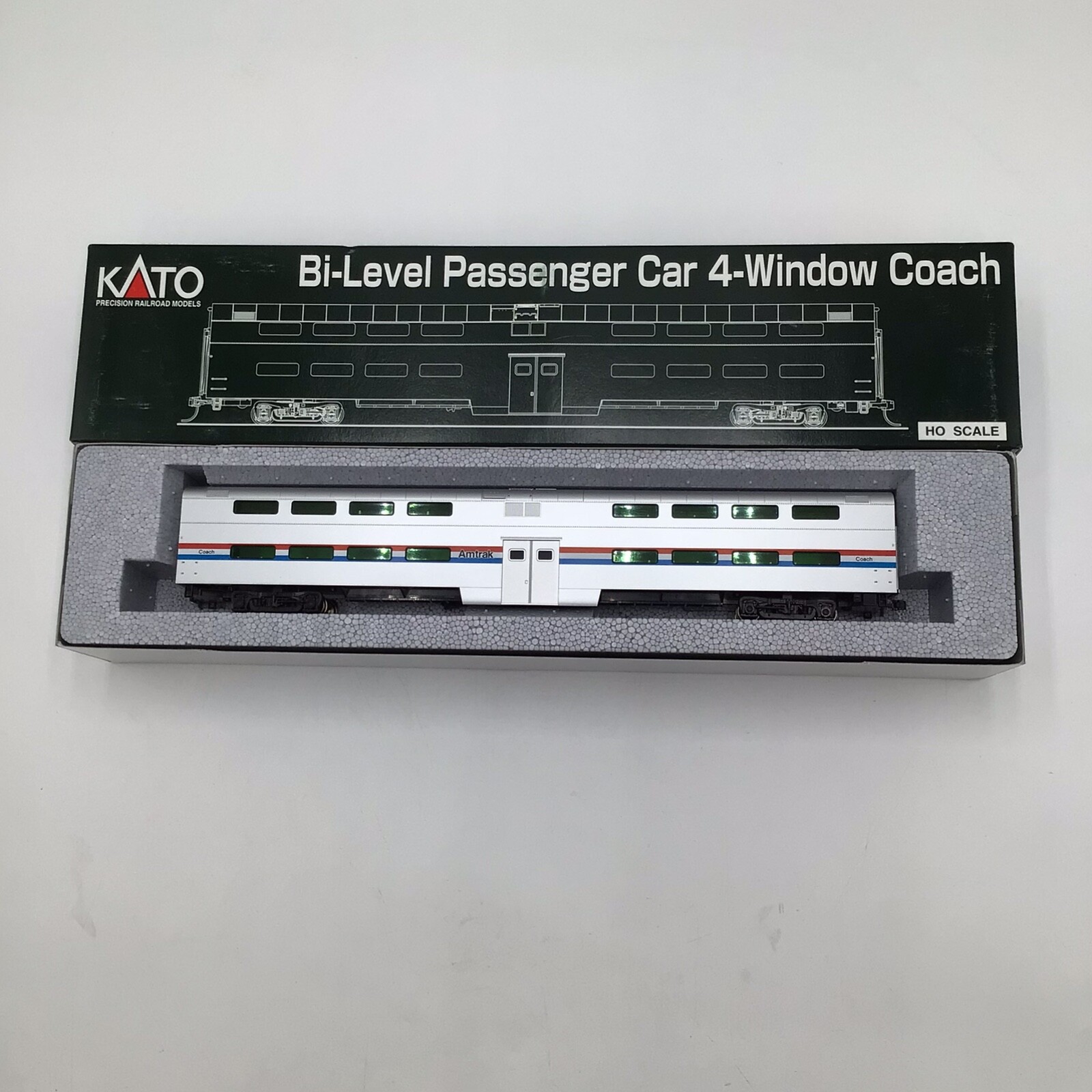 Kato Bi-Level Passenger Car 4 Window Cab Coach Amtrak HO Scale | eBay