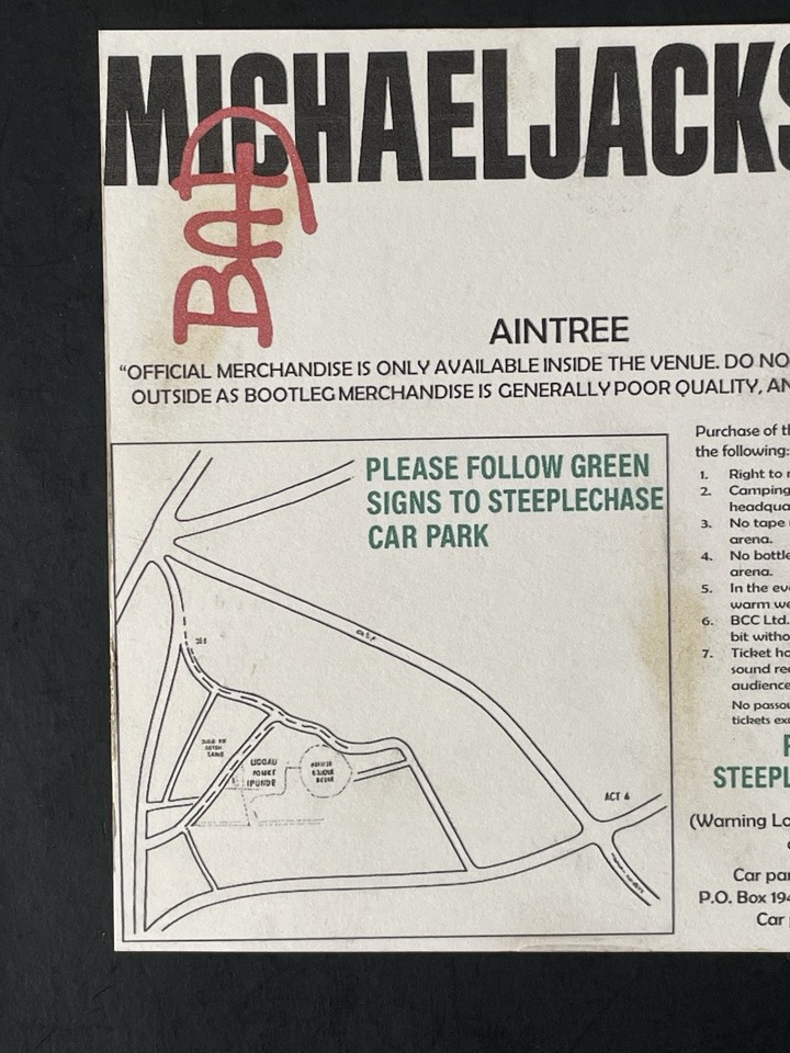 Michael Jackson Signed 1988 “Bad World Tour” Liverpool Concert Ticket ...