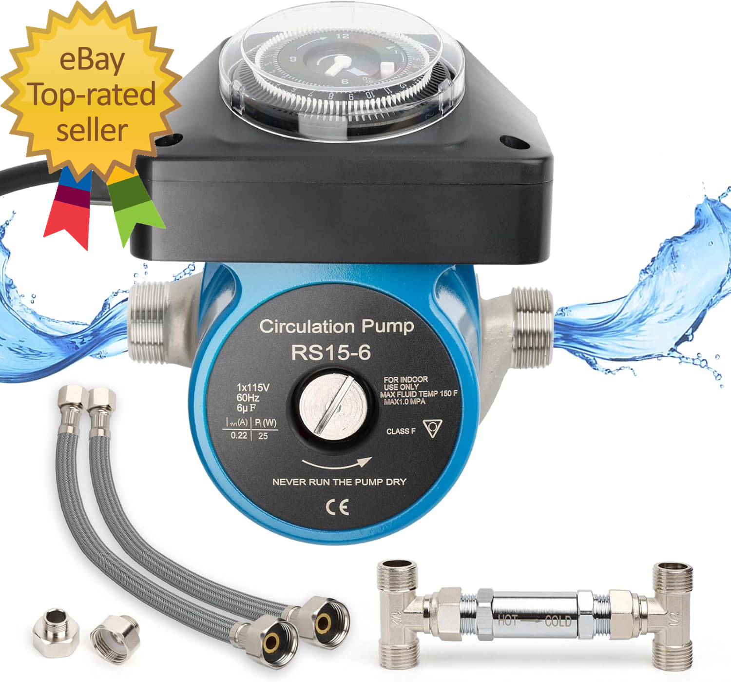 595916 Hot Water Recirculating Pump Recirculation System 25 Watts Timer ...