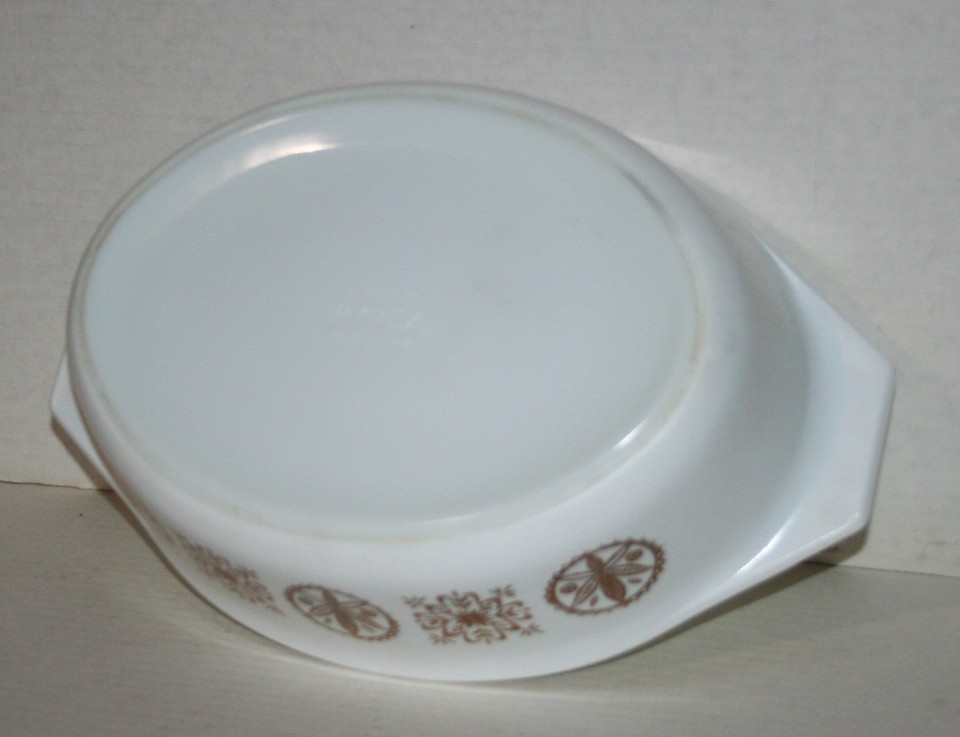 Rare 1958 Pyrex 045 Promotional 2.5 Qt Casserole Dish Gold Hex Pattern ...