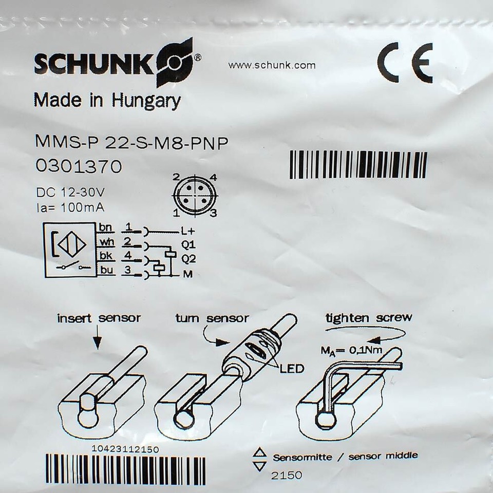 NEW Schunk 0301370 Programmable Magnetic Switch Sensor 3.8mm MMS-P 22-S ...