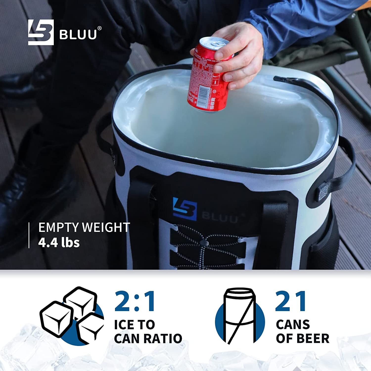BLUU 35 Quart Cooler Backpack, Leakproof Insulated Cooler Bag with ...