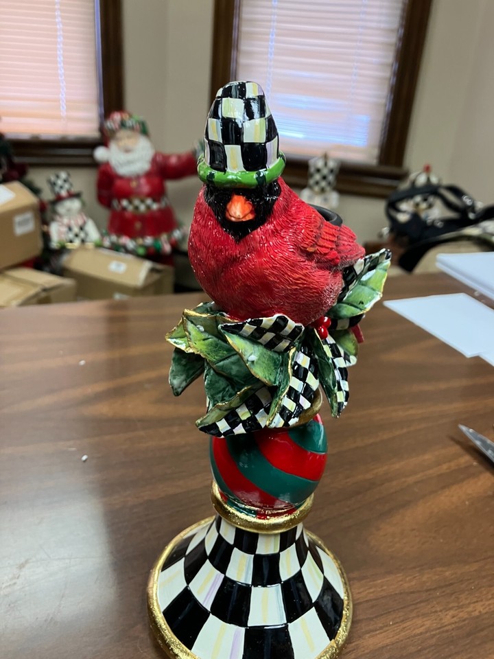 Brand New Mackenzie Childs RED CAP CARDINAL CANDLE HOLDER SHORT | eBay