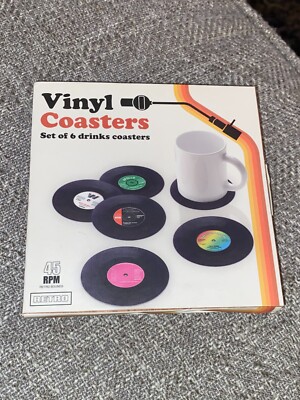 RETRO SOUNDS Set of 6 VINYL COASTERS - vinyl LP - drinks coasters - 45 ...