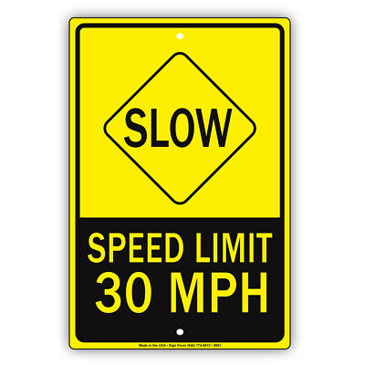 Slow Speed Limit 30 MPH Wall Art Decor Novelty Notice Aluminum Metal ...