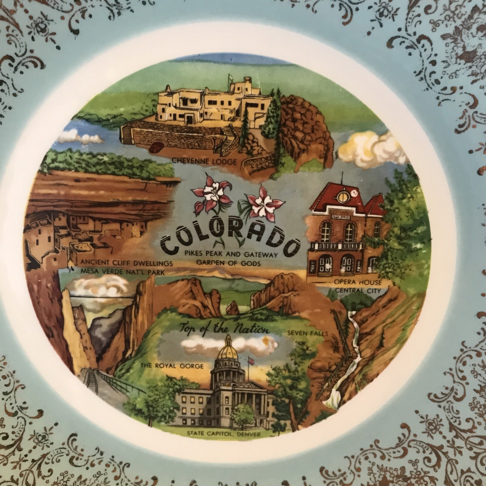 Vintage Porcelain Colorado State Plate with Gold Trim 9.25 inch | eBay