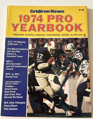 1974 PRO FOOTBALL Buffalo Bills O J SIMPSON Schedules Team PREVIEWS WFL ...