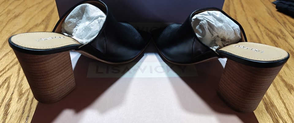 Lisa Vicky Shoes Womens Size 7M Virtue-V Block Heel Black Sheep Nappa ...