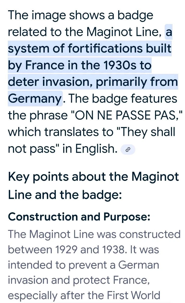 RAYE France WWII Maginot Line Beret Badge ORIGINAL RARE French