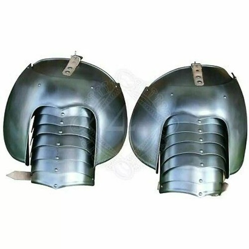 Medieval Shoulder Gothic steel Pair Of Pauldrons with neck guards ...
