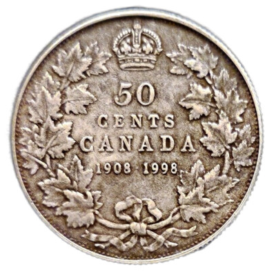 Canada 1908 - 1998 Proof - Antique Finish - Sterling Silver Fifty Cent ...