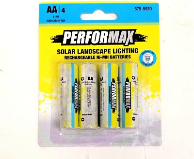 4 PERFORMAX SOLAR LANDSCAPE LIGHTING RECHARGEABLE NI -MN BATTERIES AA ...
