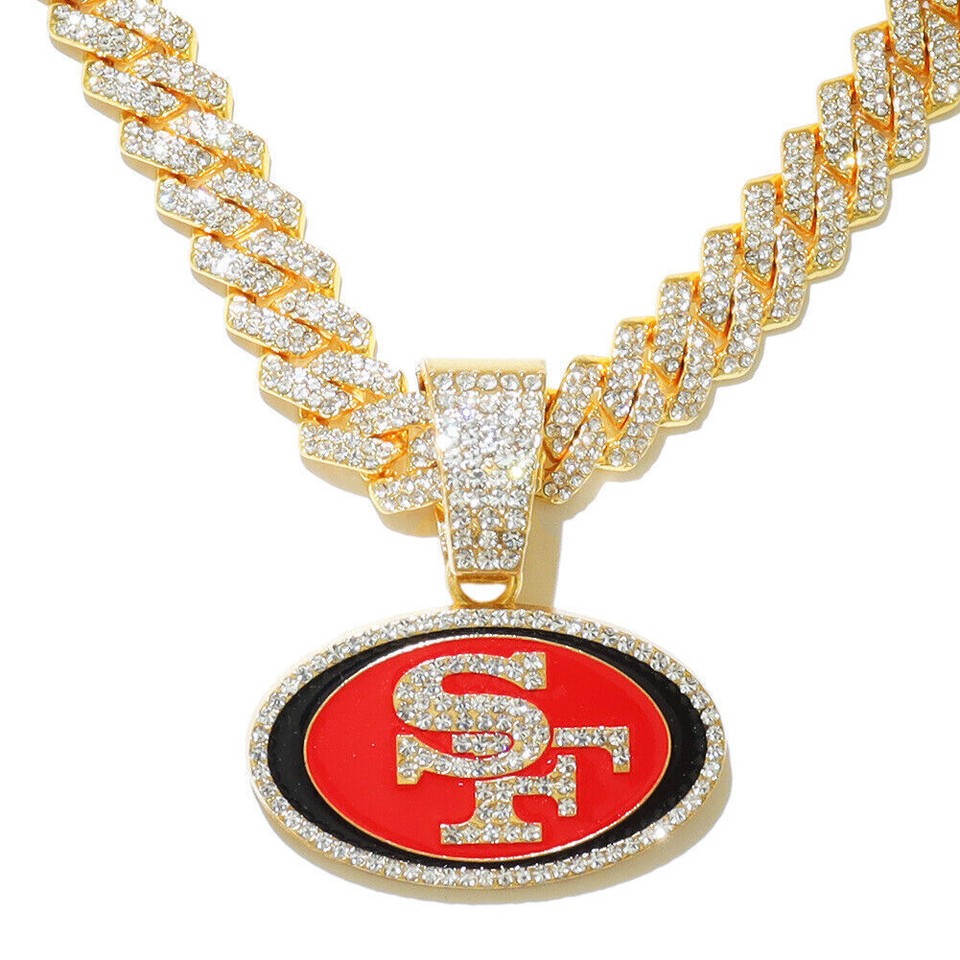 20" Chain SAN FRANCISCO 49ER GEM NECKLACE Gold Silver Team Bling Hip ...