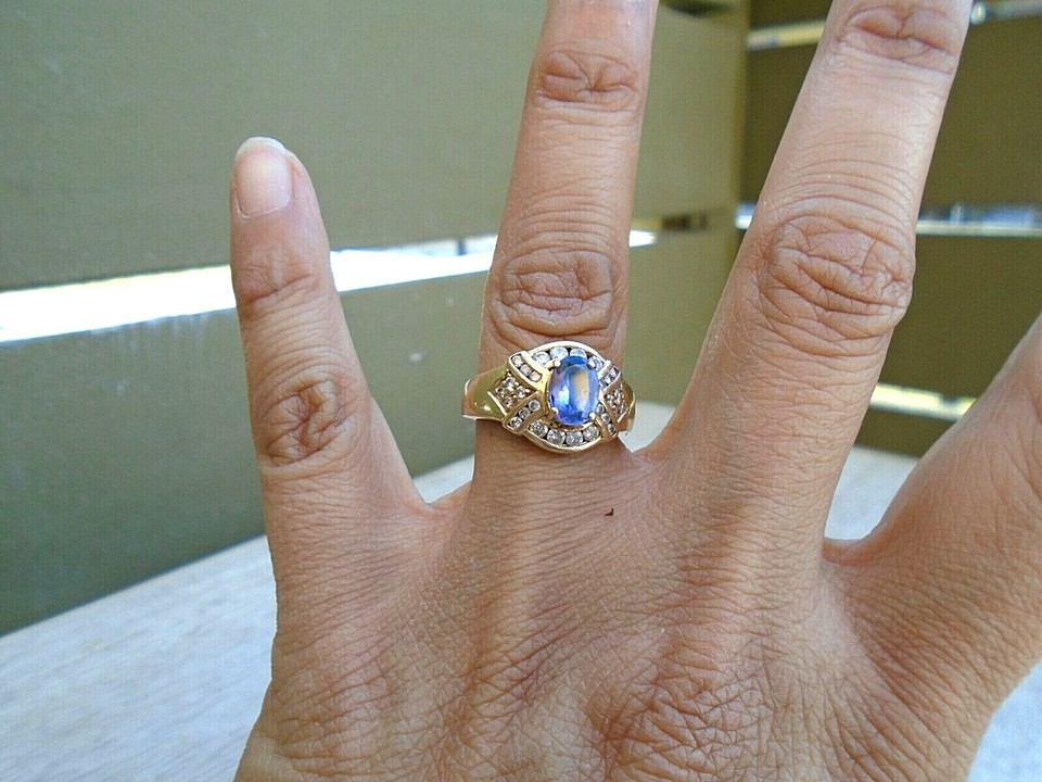Vintage STS 14k gold 1ct Tanzanite 1/2ct channel set diamond Heavy ring ...