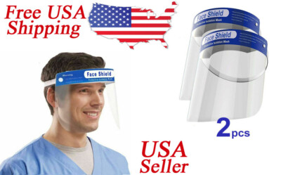 2 PCS Safety Full Face Shield Reusable Washable Protection Cover Face ...