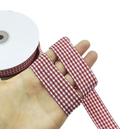 50 Yard Red Gingham Ribbon Polyester Woven Edge Plaid Ribbon 1Inch | eBay
