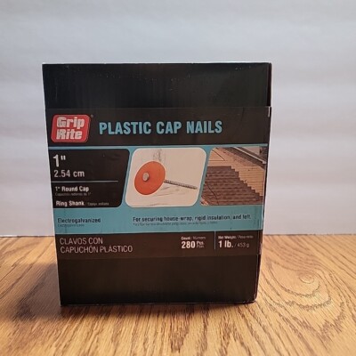 Grip Rite Plastic Cap Nails 1" Round Cap Ring Shank Electrogalvanized ...