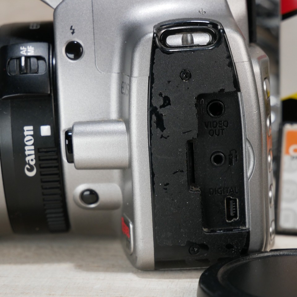 Canon Rebel XT Silver DSLR Camera W 18-55mm lens *TESTED* Shutter 9,052 ...