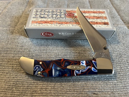 Case XX Mid Folding Hunter Patriotic Kirinite Kickstart Knife 101265AC ...