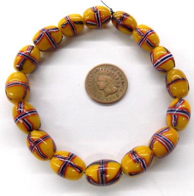 20 Yellow French Cross Trails African Trade Beads antique Style T4039N ...