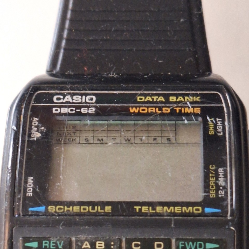 Casio DBC-62 World Time Calculator Data Bank Digital Watch Module 676 ...