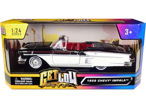 1958 Chevy Impala Convertible Lowrider Black and White with Red ...