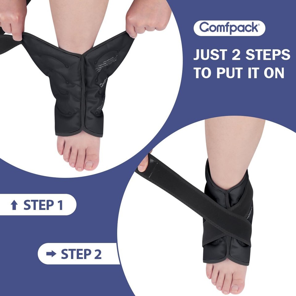 Ankle Ice Pack Wrap for Swelling Reusable Hot Cold Compression Gel Foot ...
