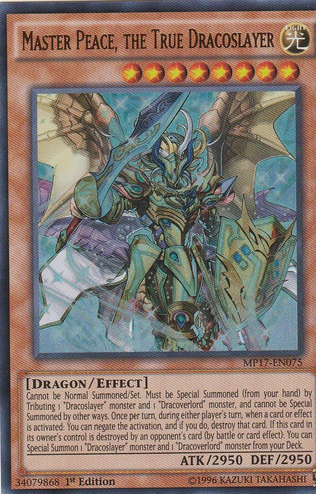 YUGIOH HOLO CARD MASTER PEACE THE TRUE THE DRACOSLAYER MP17-EN075 1ST ...