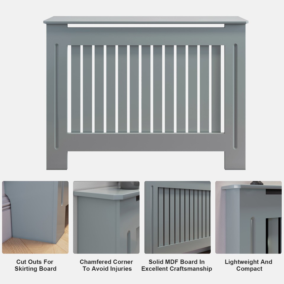 Grey Radiator Cover Grill Shelf MDF Wood Cabinet Home Furniture Safe ...