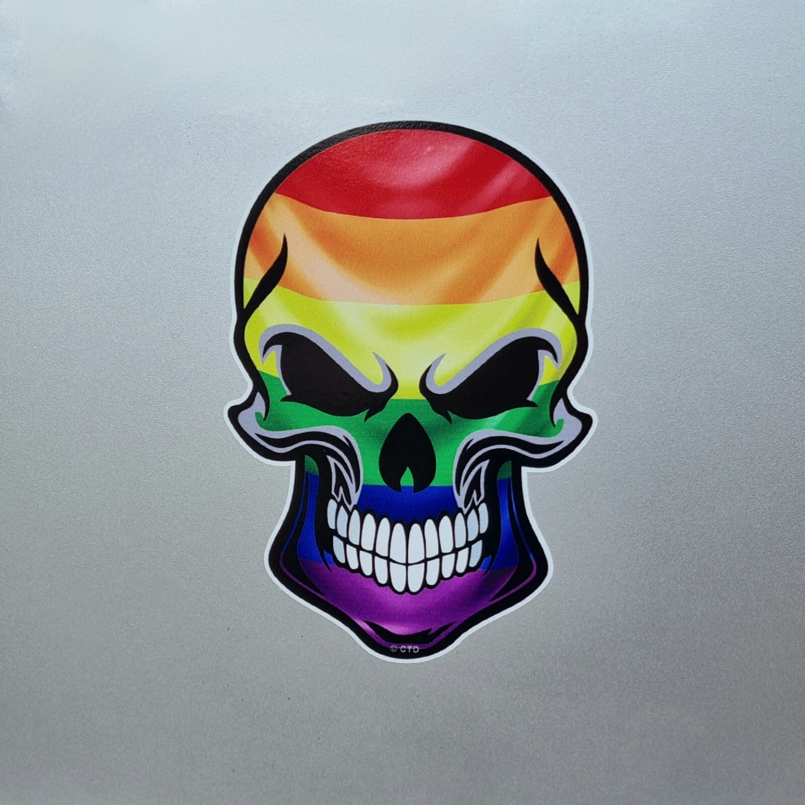 LGBT Gay Pride Flag Biker Skull Vinyl Sticker Decal For Car Van Helmet ...