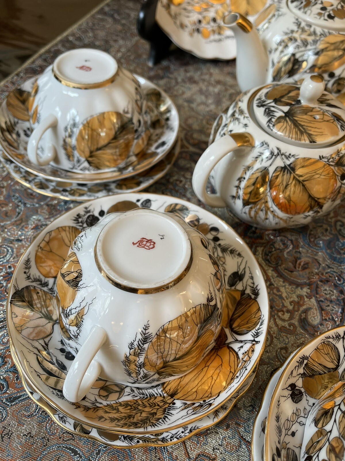 Russian Imperial Lomonosov Porcelain Tea Set My Garden 6/24 Russia 22k ...