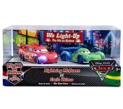 Pixar Cars 2 Light Up Lightning McQueen v Carla Veloso Diecast Car Set ...