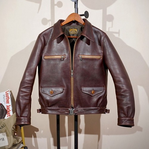 Mens Vintage Style Heavy Cowhide 1.8mm Leather Retro Short Flight ...