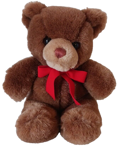GUND Vintage Tender Teddy Red Bow Brown Bear Stuffed Animal Plush 10 ...