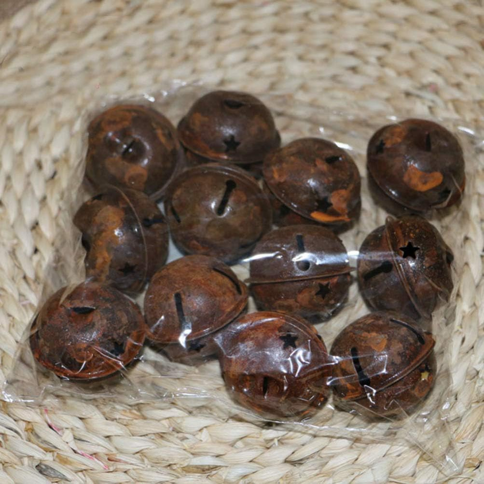 12Pcs Rusty Jingle Bells Star Cutout Christmas Mental Jingle Bells ...
