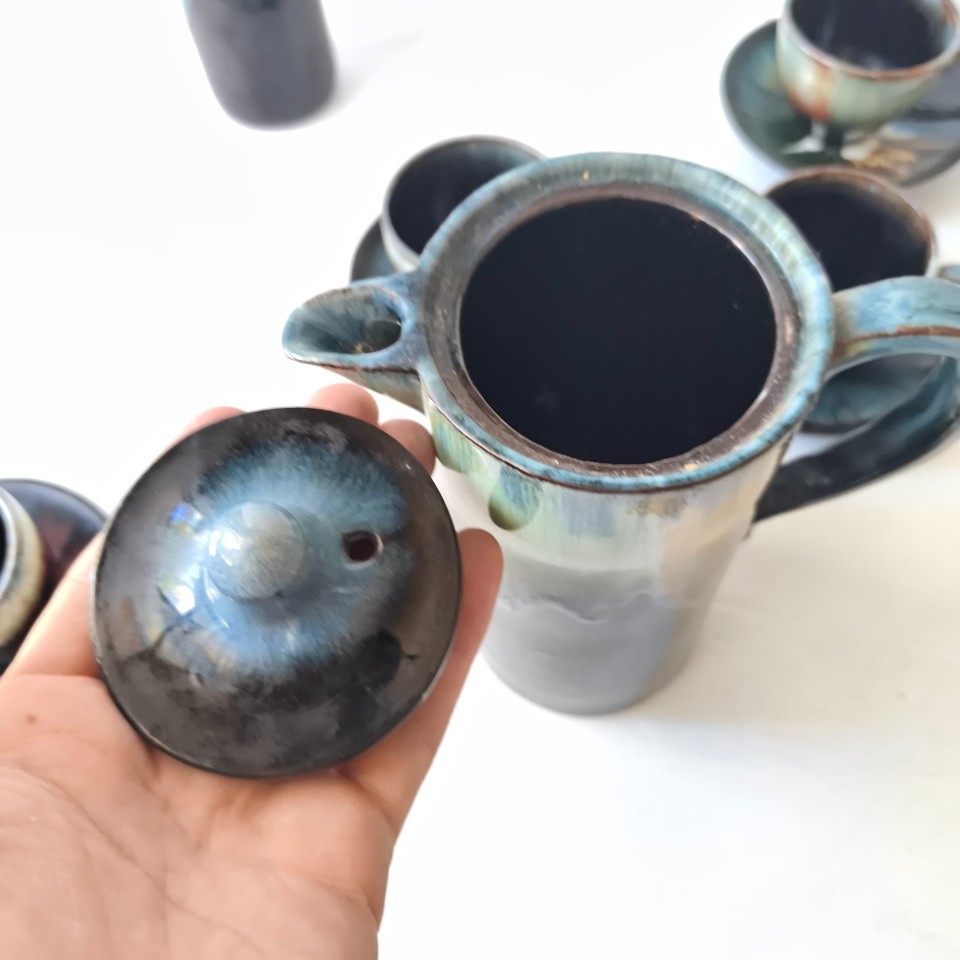 Rossa Pottery Irish Coffee Set Vintage 10pc Drip Glaze Mid Century ...