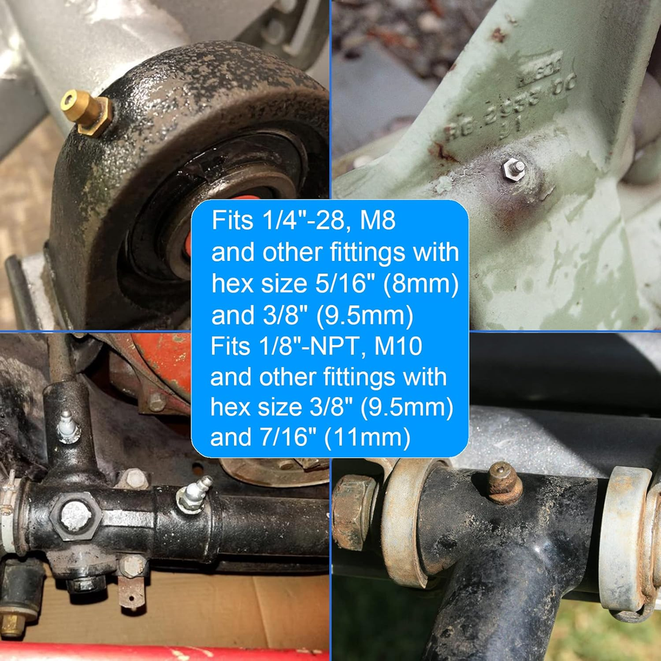 Grease Zerk Tool,4 Way Zerk Grease Fittings Removal Tool Fit 1/4"-28 ...