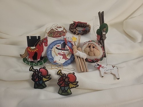 Assorted Christmas Ornaments Lot of 8 Handmade painted Cottage core ...