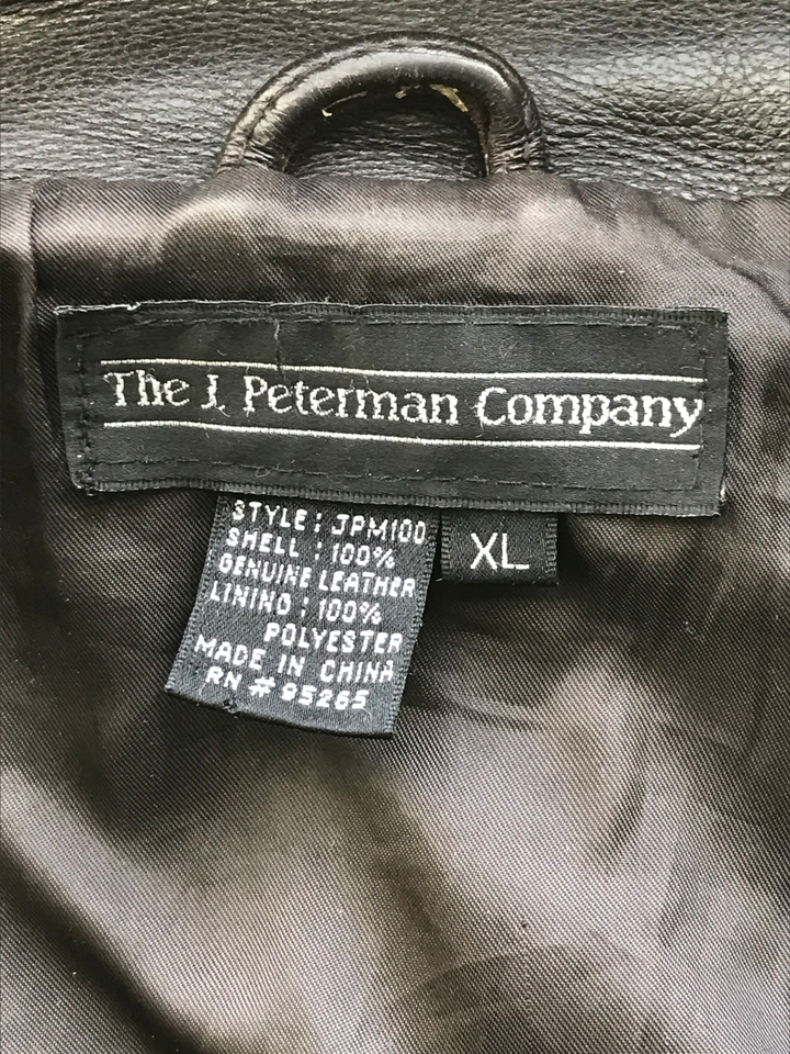 Vintage J Peterman Company Genuine Leather Bomber Jacket Brown Mens ...