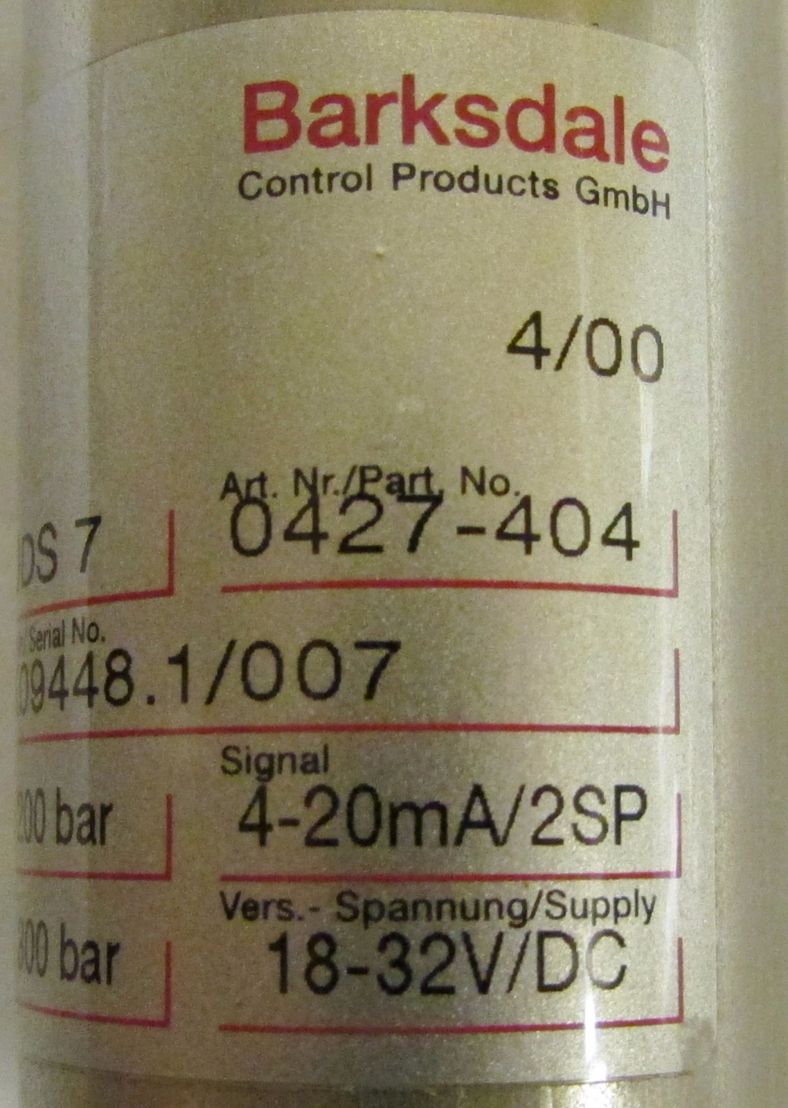 BARKSDALE UDS7 0427 404 UDS Dual Pressure Switch | eBay