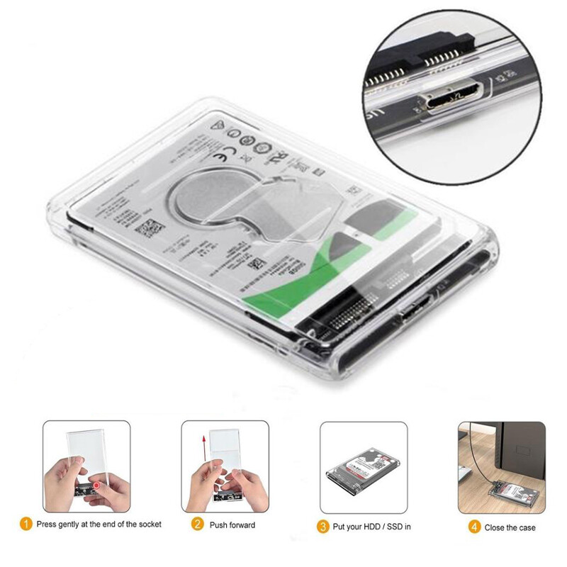 USB 3.0 to SATA Hard Drive Enclosure Caddy Case For 2.5" Inch HDD / SSD ...