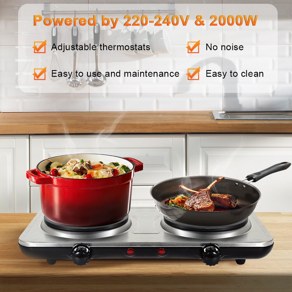 Hot Plate Electric Cooker Double Single Portable Table Top Hob 1250 ...