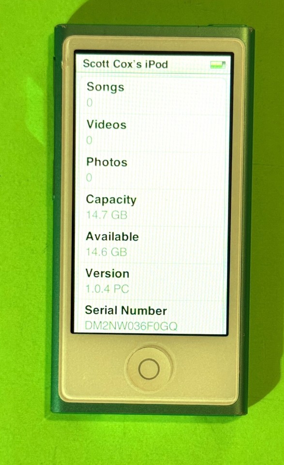 Apple A1446 iPod nano 7th Generation Green (16 GB) Fully Tested Works ...