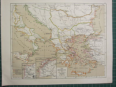 1875 ANTIQUE HISTORICAL MAP ~ GREECE TROY CAMPUS TROAS 500AD SOUTHERN ...