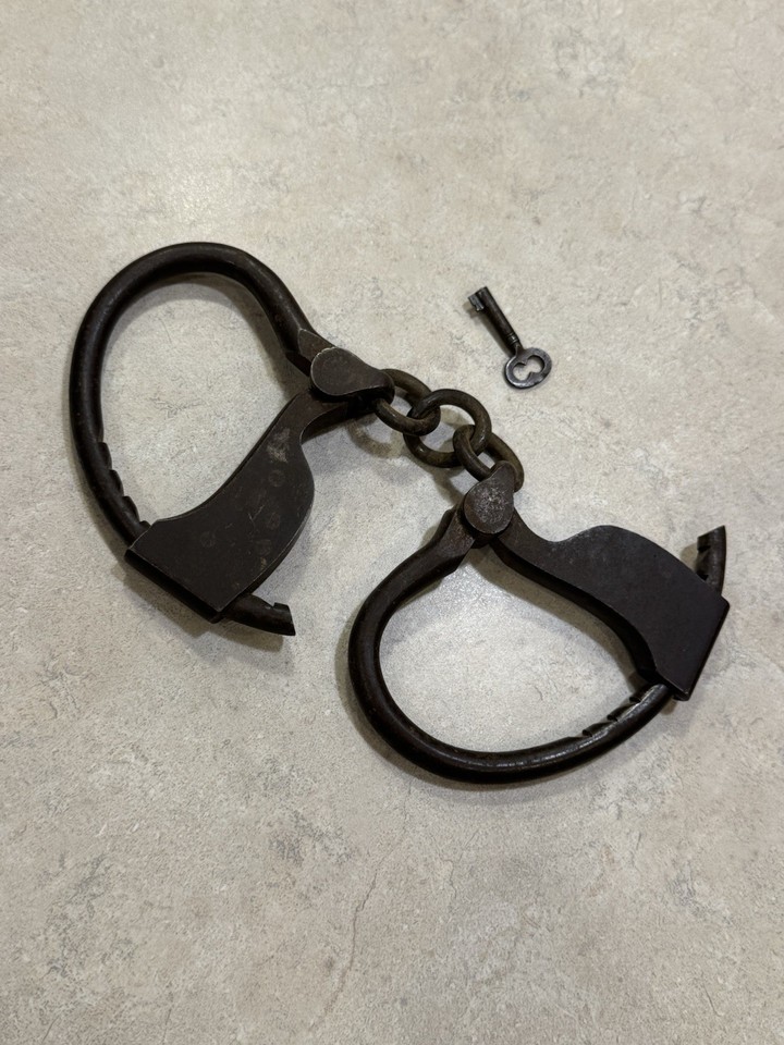 Antique 1880s Towers Double lock 3 Link Handcuffs with key | eBay