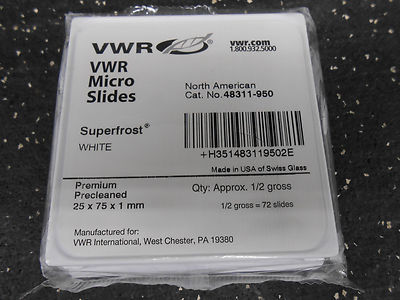 VWR 48311-950 SUPERFROST WHITE MICRO SLIDES 25 X 75 X 1MM 72 SLIDES | eBay