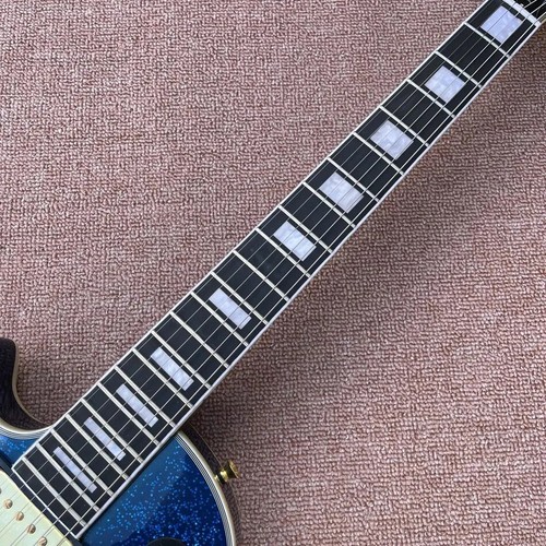 Rosewood Electric Guitar, Left Hand LP Customization, Metal Blue Gold ...