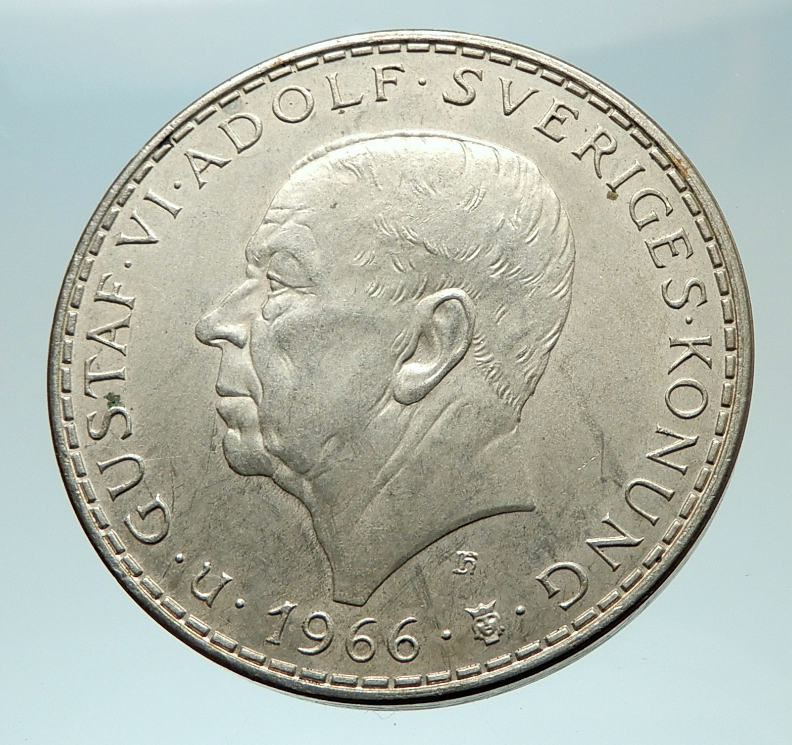 1966 SWEDEN King GUSTAV VI ADOLF Silver SWEDISH Coin CONSTITUTION ...